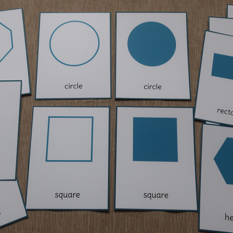 Montessori Printable Shapes Flash Cards. Preschool Matching - Etsy