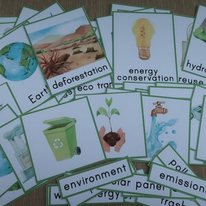 Earth Day Montessori 3 Part Cards. Ecology Vocabulary Cards. Preschool ...