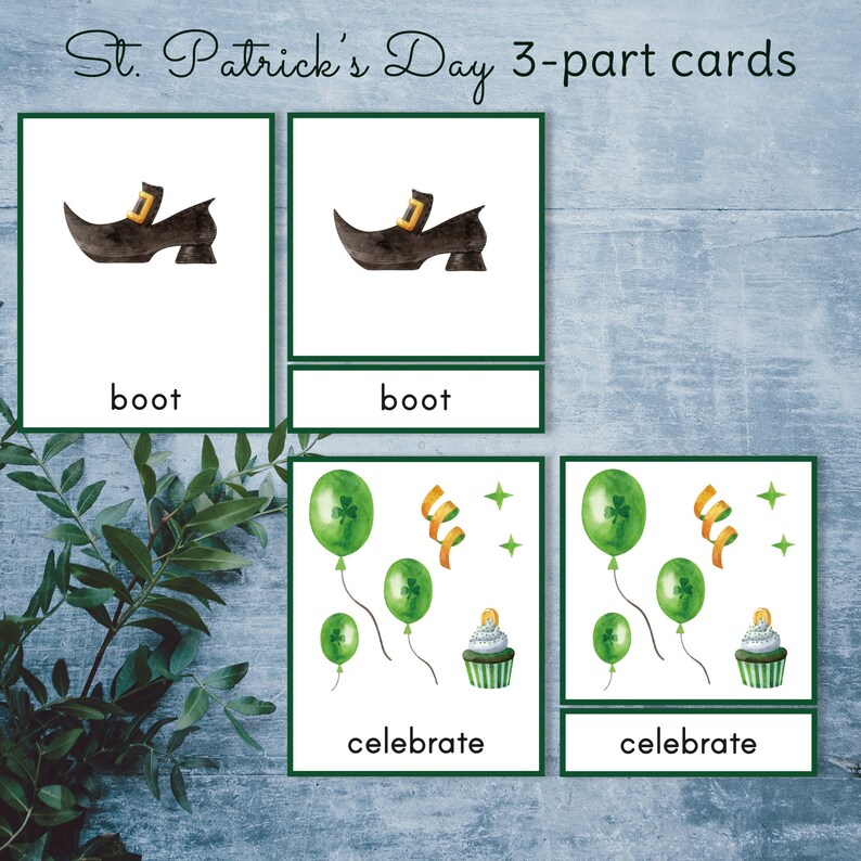 St. Patrick's Day Montessori Printable 3-part Cards. - Etsy