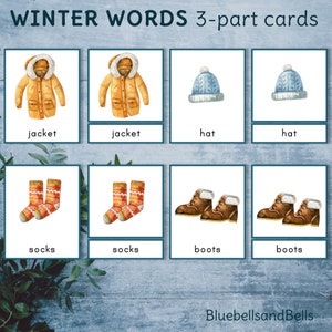Winter Montessori Printable Vocabulary 3 Part Cards. Preschool and ...