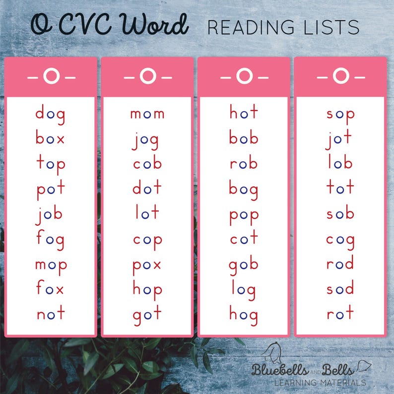 Montessori Reading CVC Word Lists. - Etsy