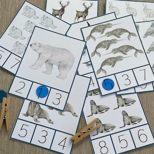 Arctic Animals Count and Clip Cards 1-10. Winter Preschool Math ...