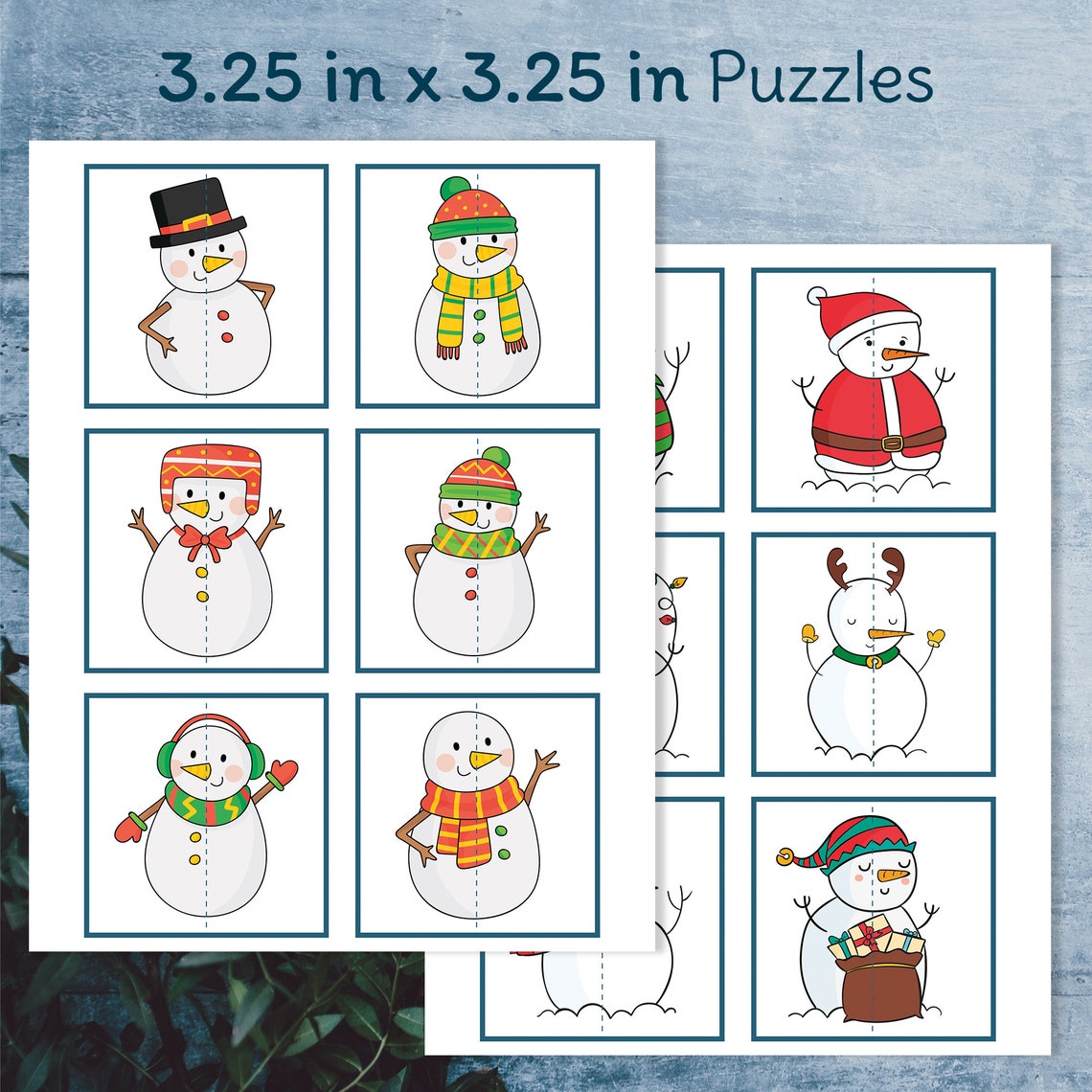 Snowman Printable Puzzles for Toddlers and Preschoolers. | Etsy