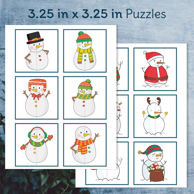Snowman Printable Puzzles for Toddlers and Preschoolers. - Etsy