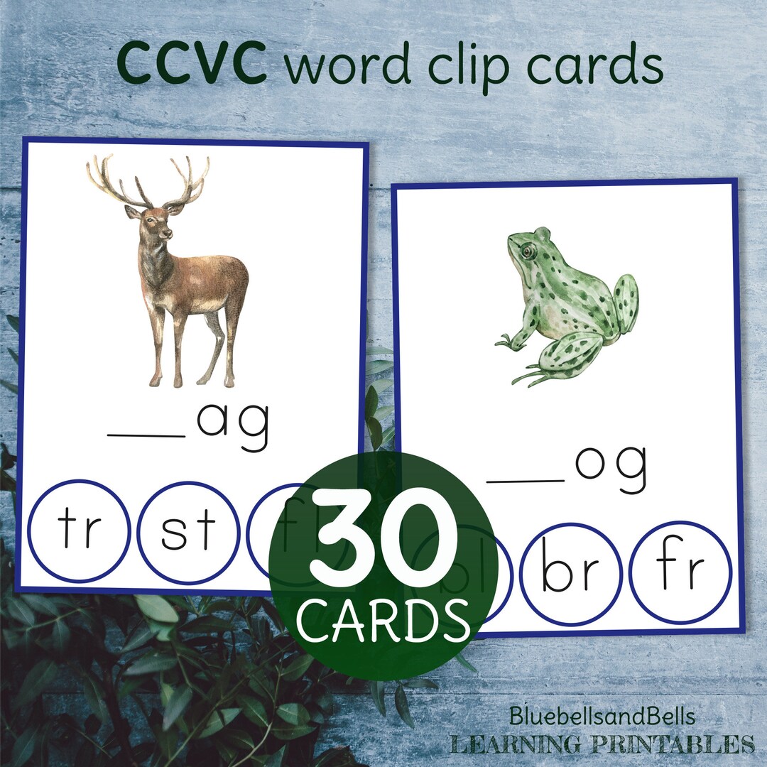 Beginning Blends CCVC Words Clip Cards. Montessori Blue Series Reading ...