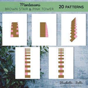 Montessori Pink Tower Brown Stair Pattern Cards Printable. Sensorial ...