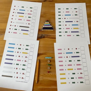 Montessori Bead Bars Addition Worksheets 3 Addends. Montessori ...