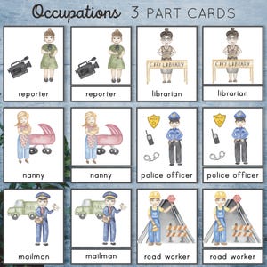 Occupations 3 Part Cards. Montessori Printable Professions Nomenclature ...