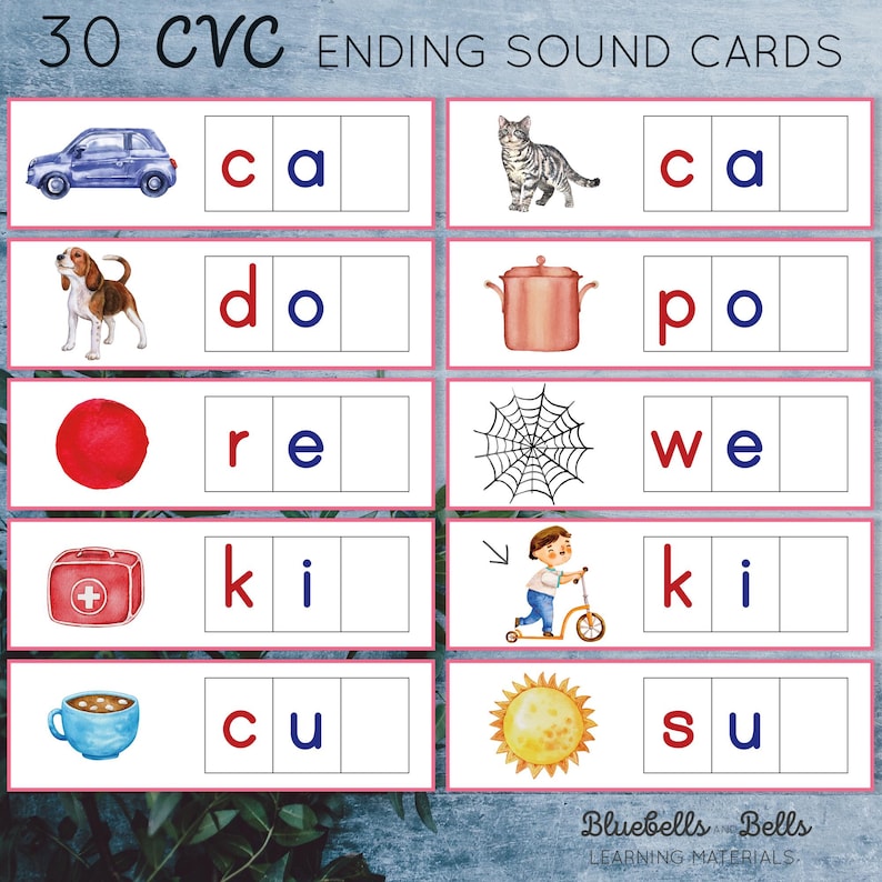 Montessori Printable Moveable Alphabet. CVC Word Phonics Matching Cards ...