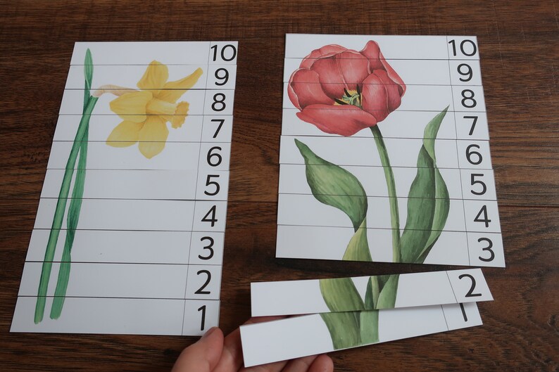 Flower Number Puzzles 1-10. Montessori Spring Printable. - Etsy