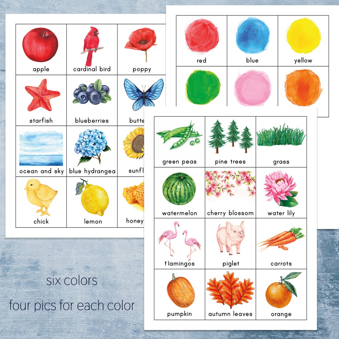 Color Sorting Preschool Printable Activity. Toddler Watercolor | Etsy