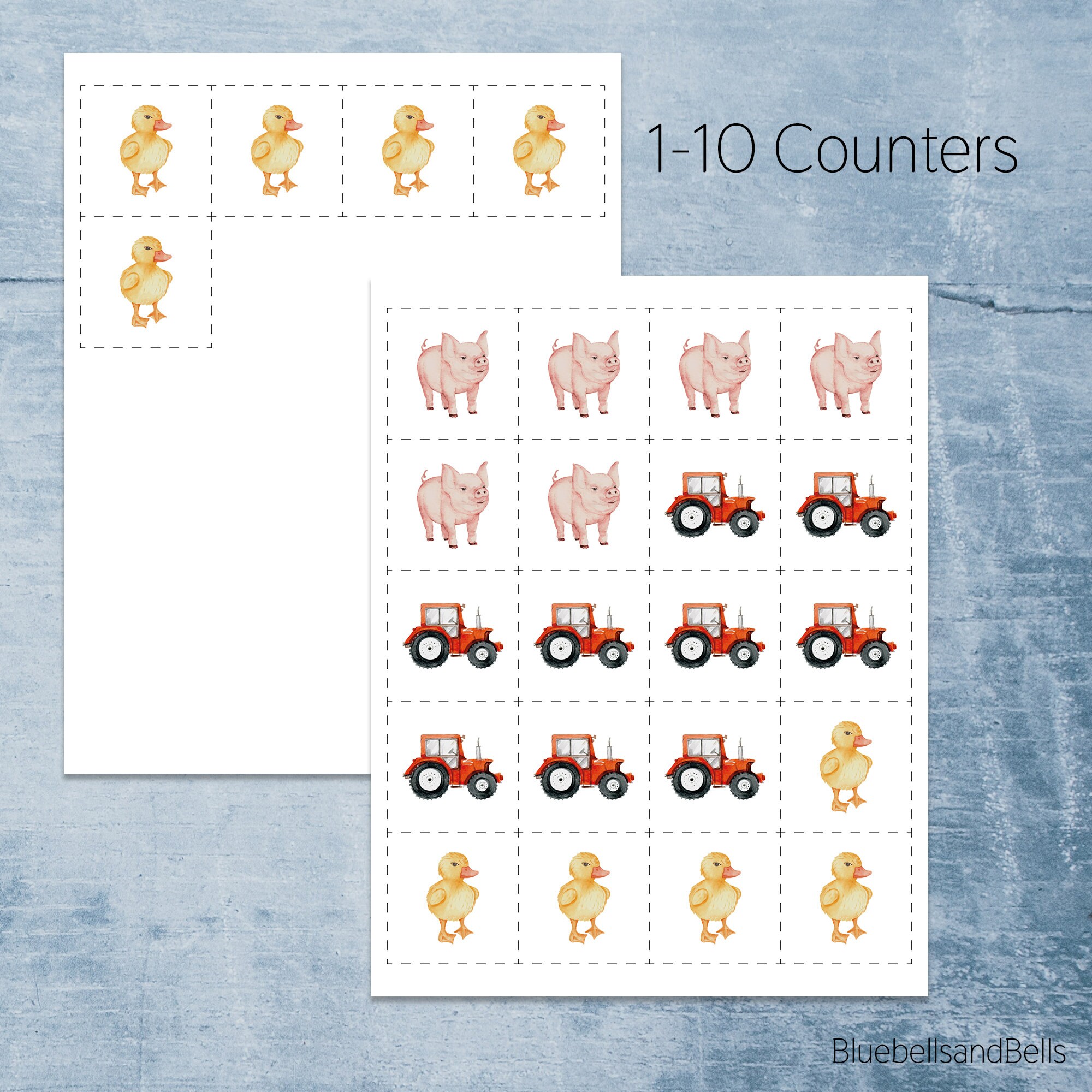 Number Chart 1-10 Printable. Farm Animal Montessori Math - Etsy