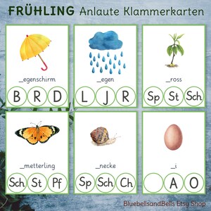 Montessori Anlaute Frühling Klammerkarten. Kindergarten Und Vorschule ...