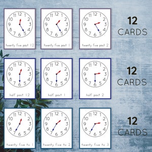 Telling Time Cards Second Level Words. Montessori Printable Clock ...