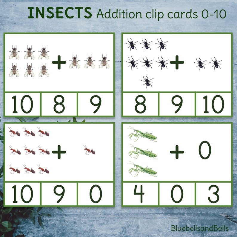 Montessori Spring Printable Insect Count and Clip Cards - Etsy