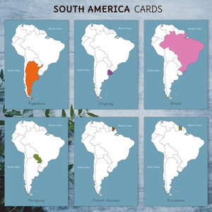 South America Montessori Maps and Country Cards. Continent Study ...