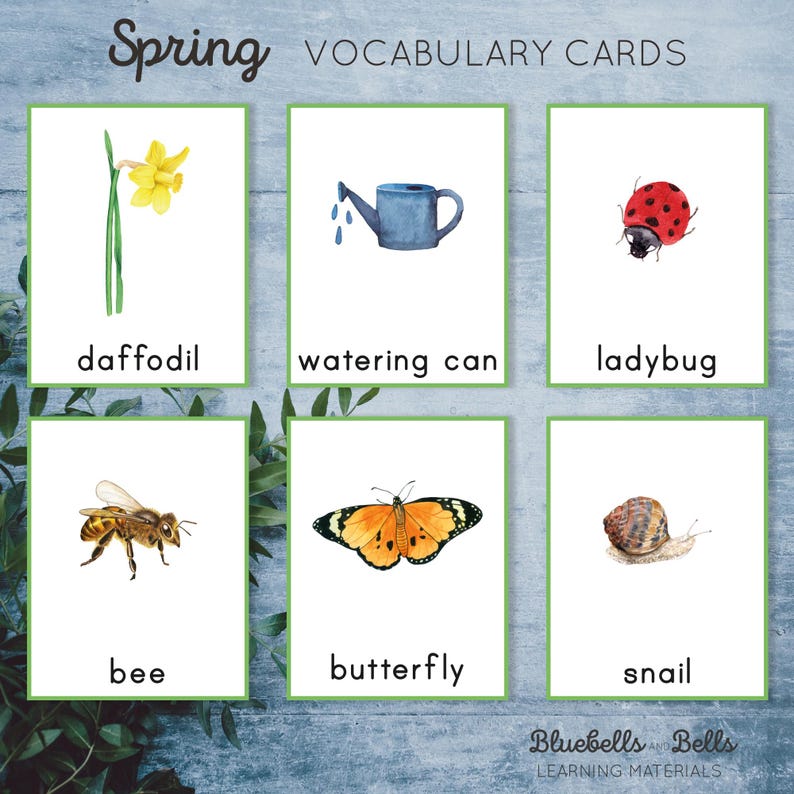 Kindergarten Spring Printable Vocabulary Flashcards. Preschool Activity ...