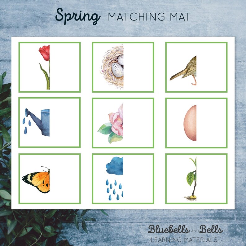 Montessori Spring Printable Puzzle Halves Matching. Toddler Busy Book ...