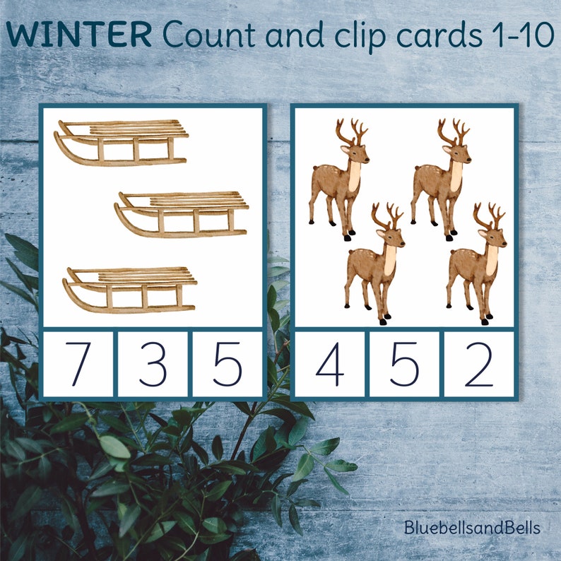 Winter Preschool Printable Count and Clip Cards. Christmas | Etsy