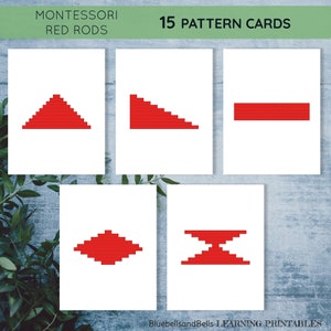 Montessori Red Rods Pattern Cards. Sensorial Extension Printable ...