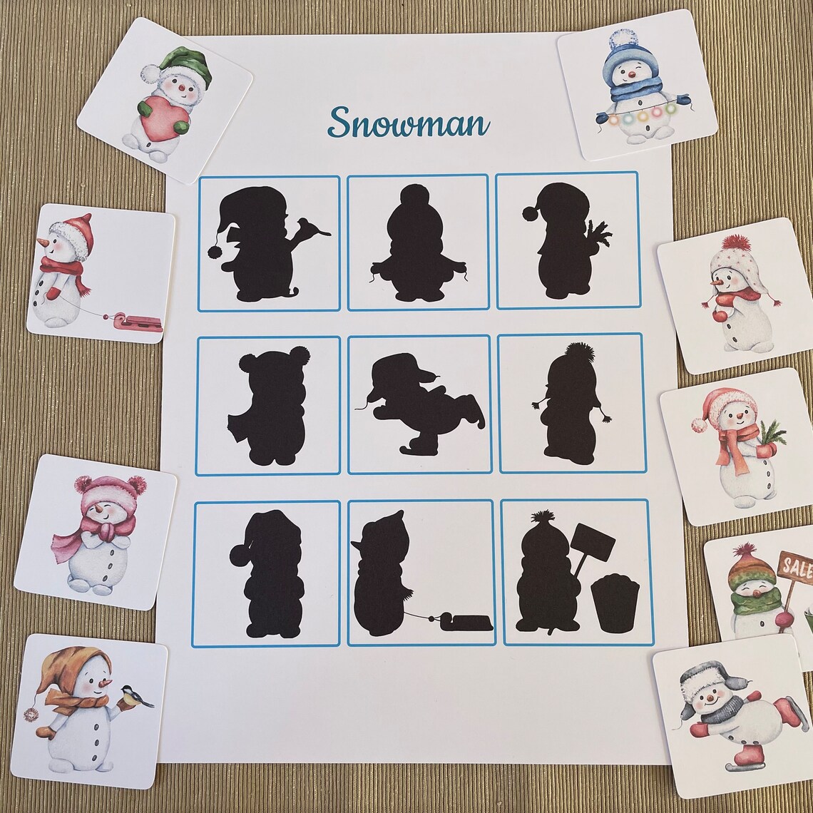 Winter Toddler Printable Snowman Shadow Matching Activity. Montessori ...