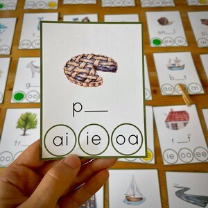 Digraphs Clip Cards Vowels. Montessori Green Series Phonics Printable ...