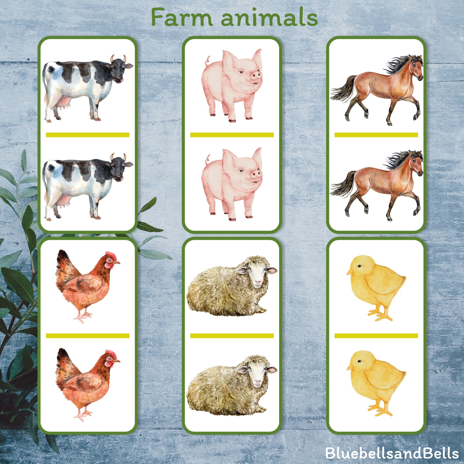 Farm Animal Dominoes. Kids Printable Tile Game. - Etsy