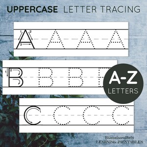 Uppercase Letter Tracing Strips Lined. Preschool and Kindergarten ...