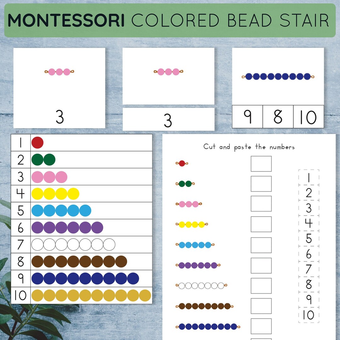 Montessori Colored Bead Stair Printables. Preschool Math Activities ...