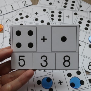 Addition Printable Clip Cards. Preschool Math Worksheets. Kindergarten ...