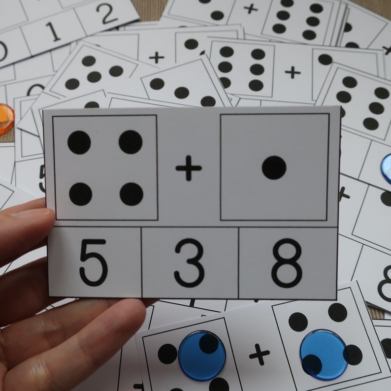 Addition Printable Clip Cards. Preschool Math Worksheets. - Etsy