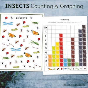 Insects Preschool Printable Graphing. Kindergarten Math Activity. - Etsy