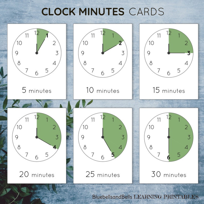 Telling Time Minutes Cards. - Etsy