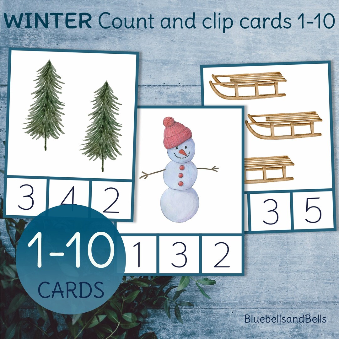 Winter Preschool Printable Count and Clip Cards. Christmas Kids ...