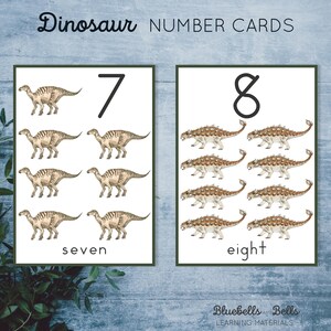 Dinosaur Counting Cards. Printable Dino Number Flash Cards. Preschool ...
