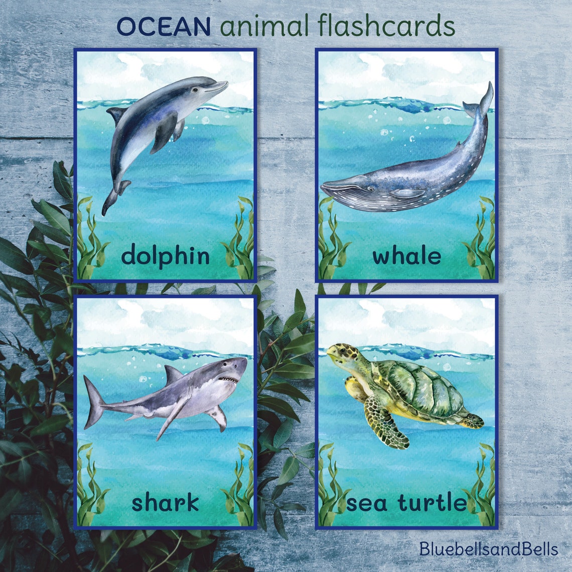 Printable Ocean Animals Flashcards for Toddlers and | Etsy