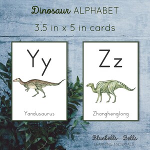 Dinosaur Alphabet Flashcards. Watercolor Letter Cards. Kids Printable ...