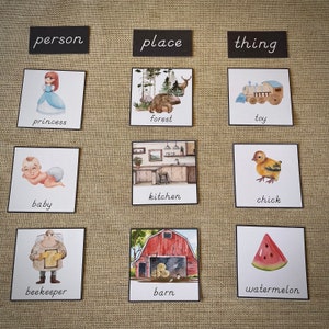 Noun Sorting Person, Place or Thing. Montessori Parts of Speech ...