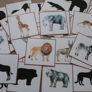 Africa Animal Shadow Matching Cards. Montessori Toddler Printable ...