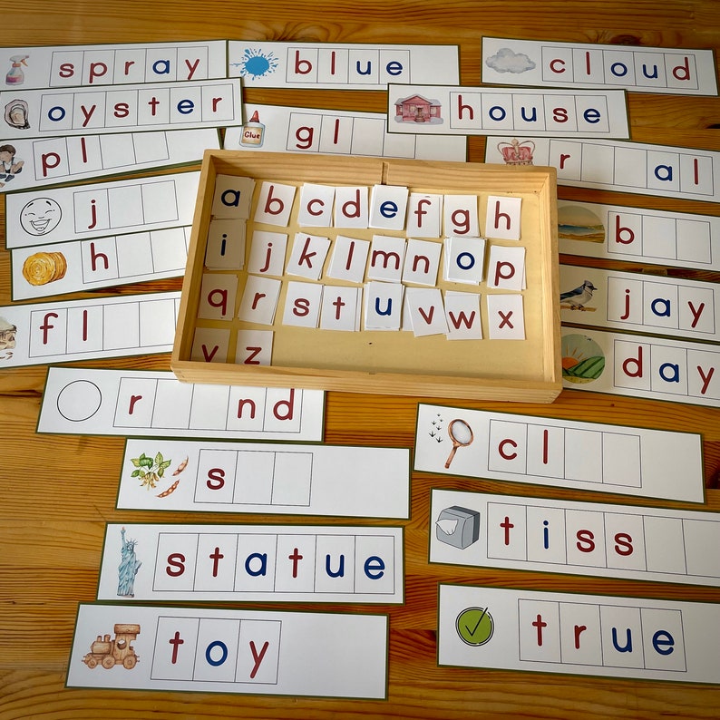 Montessori Moveable Alphabet Green Series Phonogram Cards for Letter ...