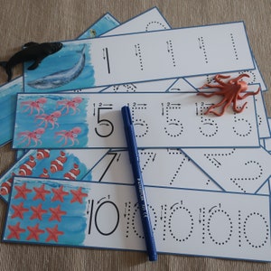 Ocean Number Tracing Printable. Preschool and Kindergarten Handwriting ...