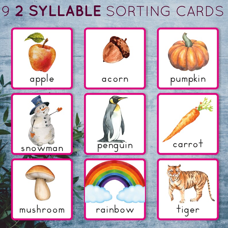 Syllable Sorting Printable Activity. Montessori Preschool and | Etsy