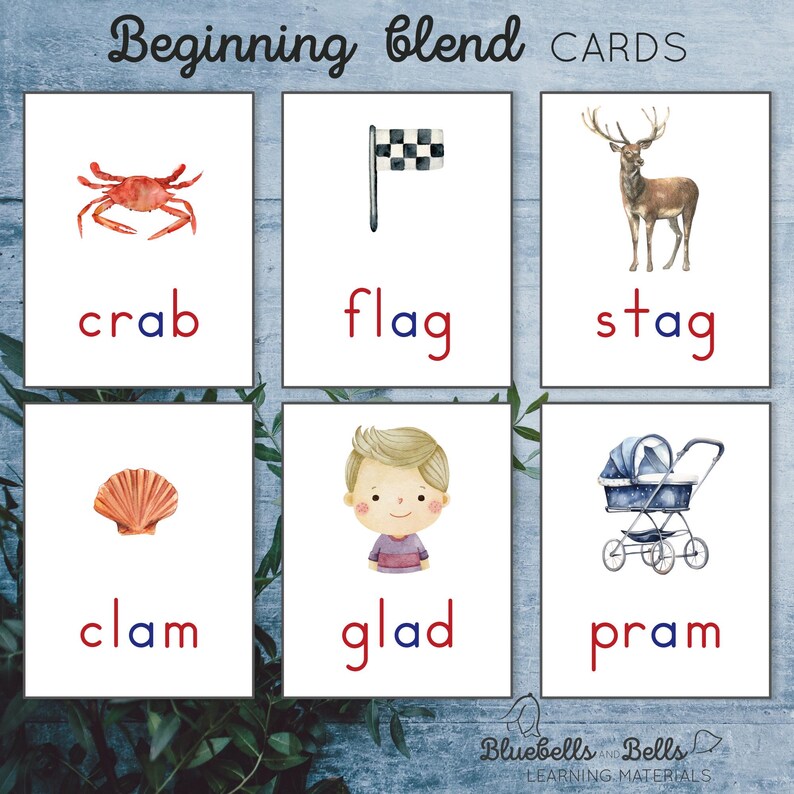Blends Flashcards. Beginning Blend Printable. CCVC Words Preschool and ...