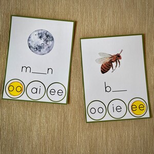 Digraphs Clip Cards Vowels. Montessori Green Series Phonics Printable ...