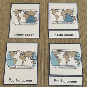 Oceans of the World 3 Part Cards. Montessori Geography Printable ...