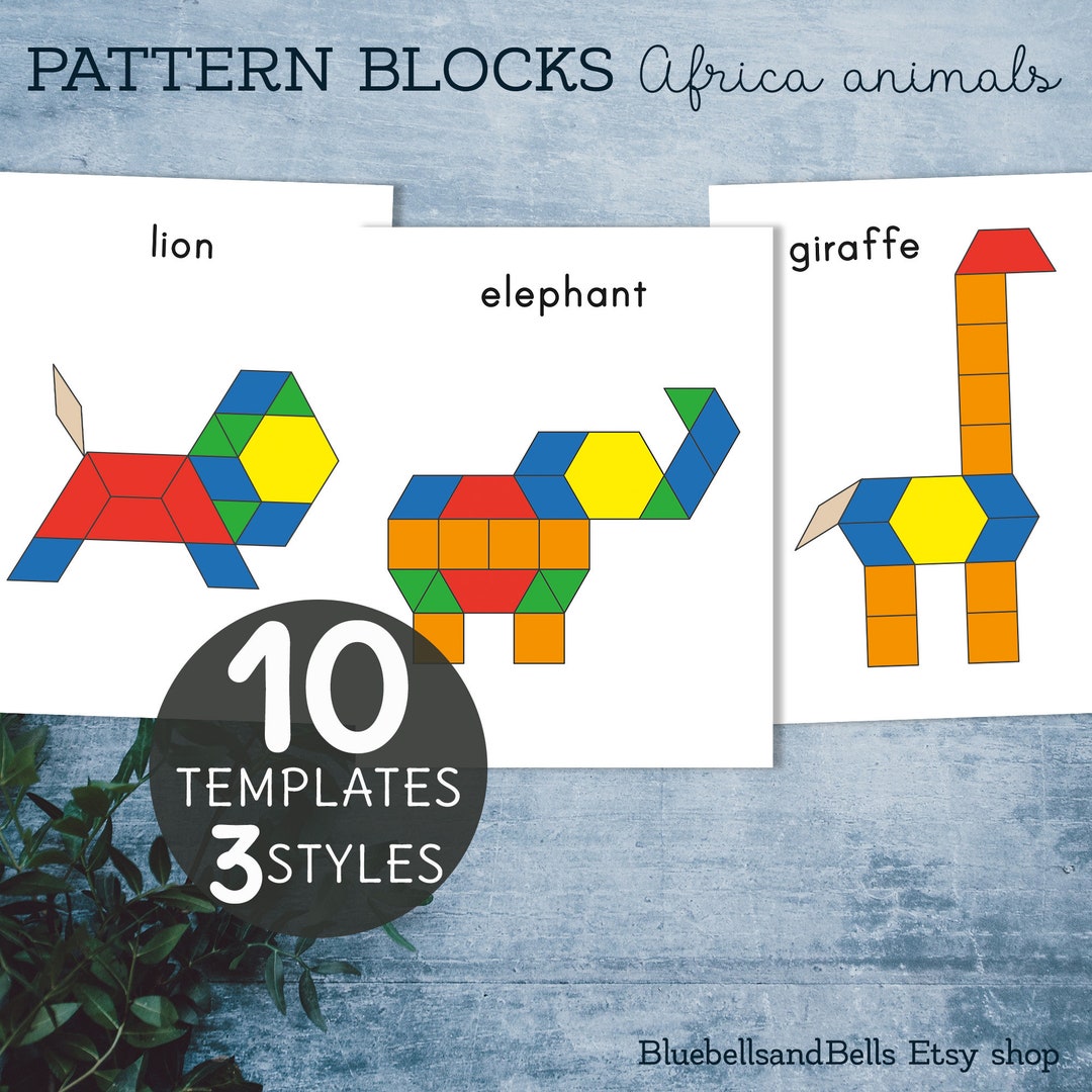 Africa Animals Pattern Blocks Templates. Wild Animals Toddler Activity ...