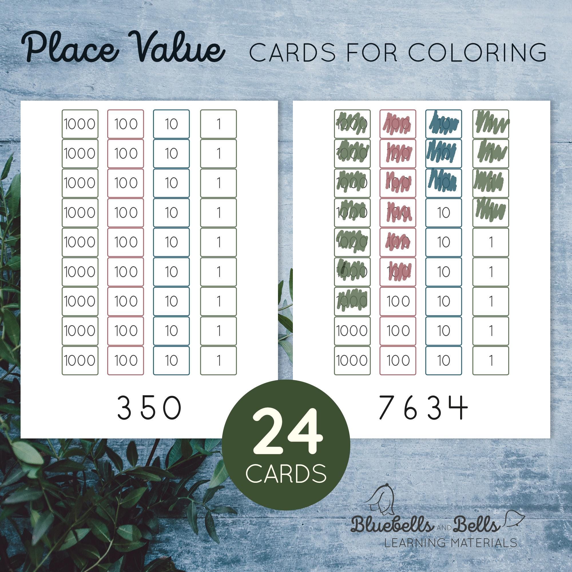 Place Value Task Cards for Coloring. Number Formation Worksheets Stamp ...