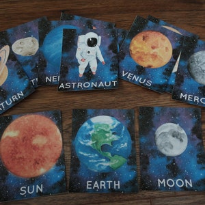 Solar System Printable Flashcards. Outer Space Cards Toddler. Planets ...
