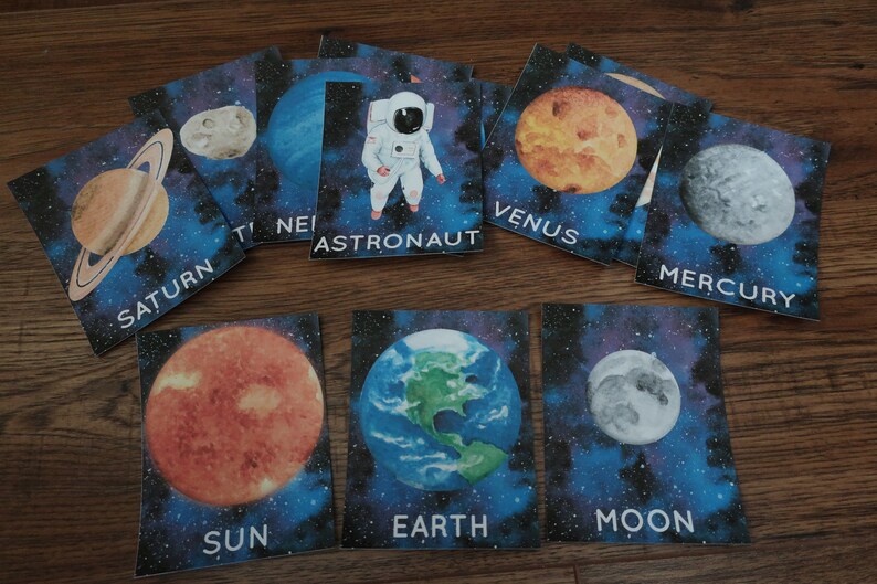 Solar System Printable Flashcards. Outer Space Cards Toddler. | Etsy