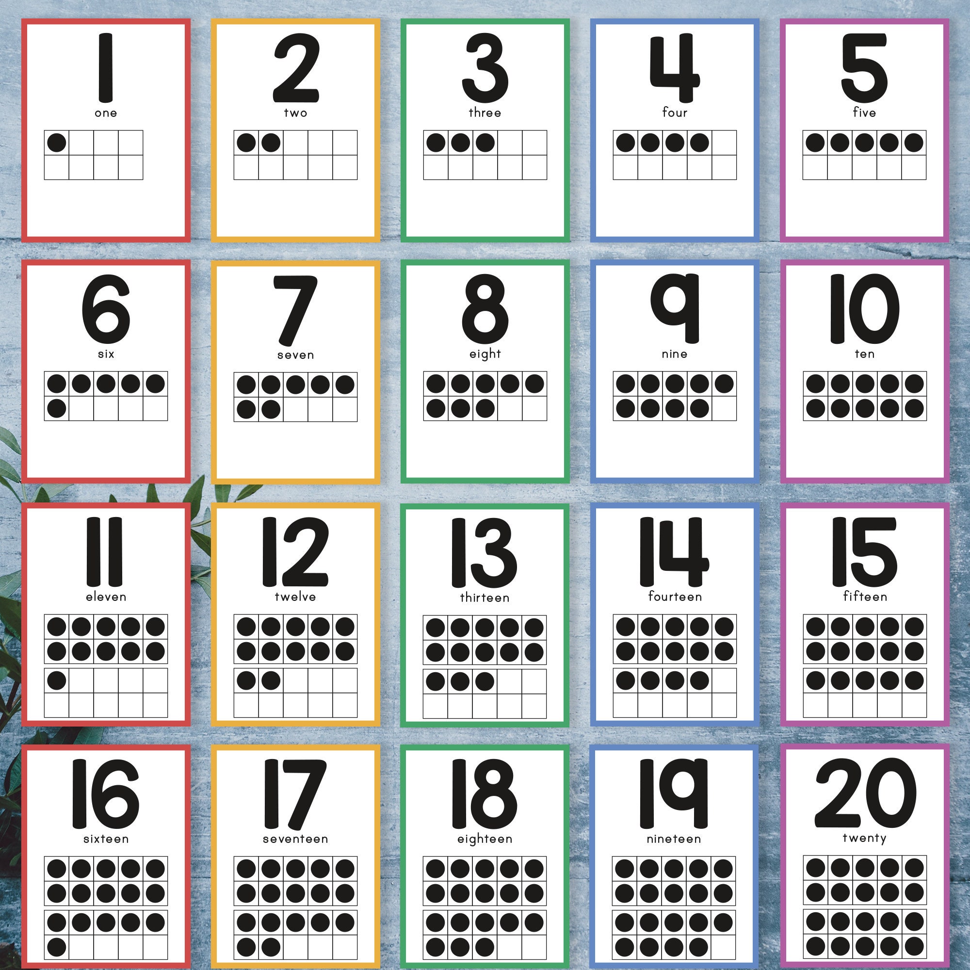 Ten Frames Flash Cards Playdough Mats Count and Clip Cards. - Etsy